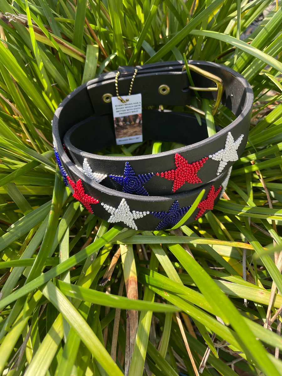 TKC Red White and Blue Stars Belt - Wide Width - Brass Buckle – The ...